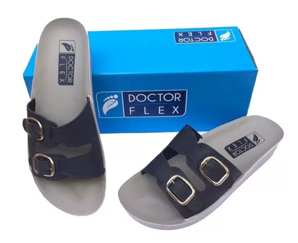 Sandália 2 Fivelas Ortopédica Azul Marinho - Doctor Flex - Loja Ortomédica