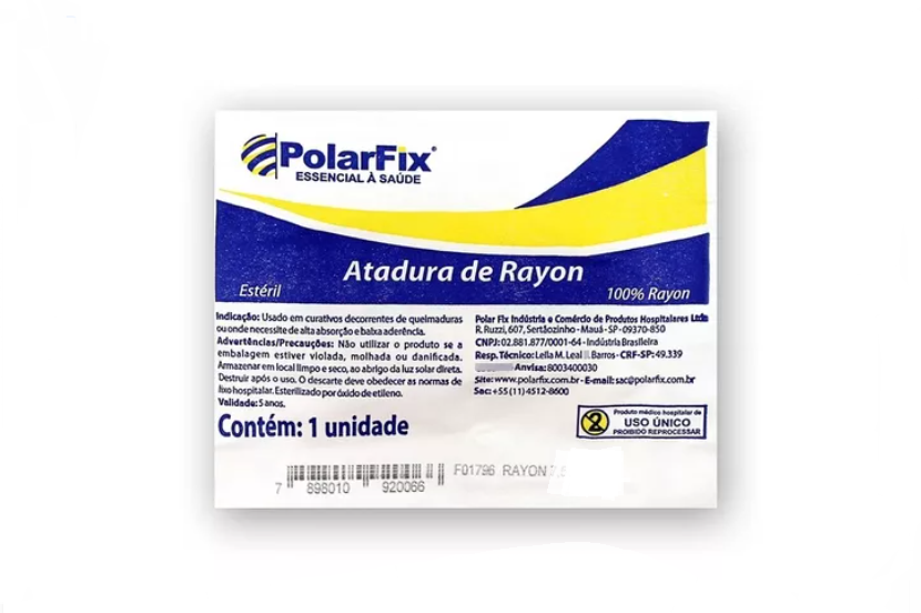 Atadura Rayon Estéril 7,5CM X 20CM - PolarFix - Loja Ortomédica